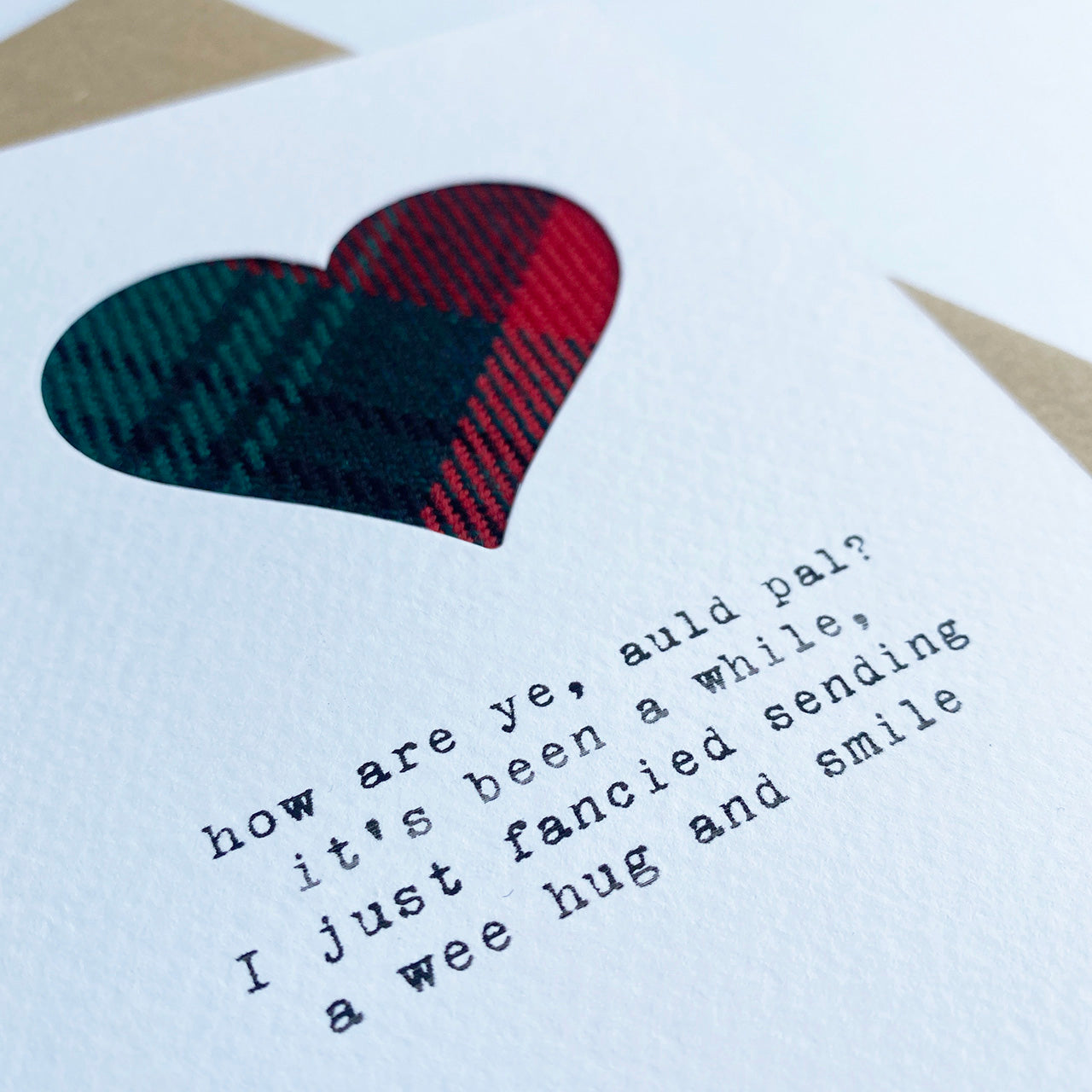 'A Wee Hug and a Smile' Scottish Card with Real Tartan – Hiya Pal Ltd